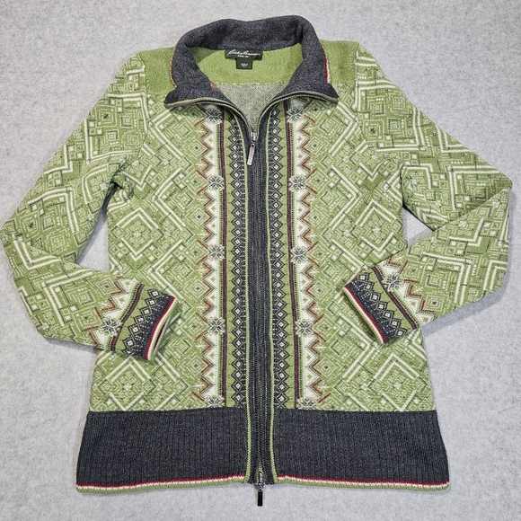 Eddie Bauer | Sweaters | Eddie Bauer Womens Merino Wool Zip Up Fair Isle Nordic Cardigan Sweater ...